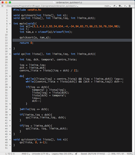 Aprende Lenguaje C: QUICKSORT