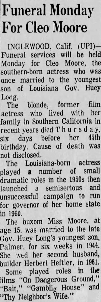 Cleo Moore ~ The B-Movie Bombshell