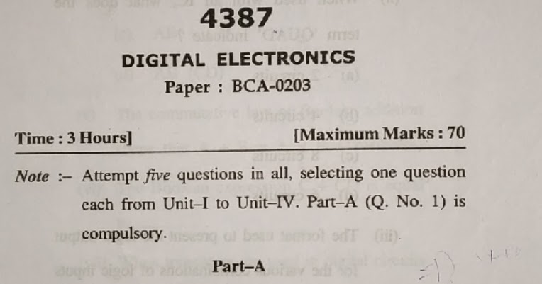 Bca Digital Electronics Question Paper Hpu