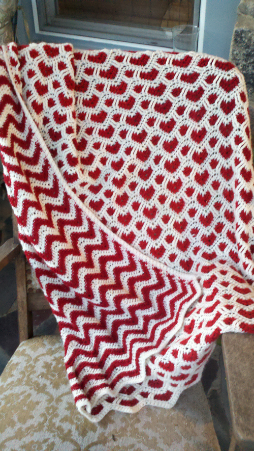Beautiful Skills - Crochet Knitting Quilting : Hearts + Waves Afghan ...