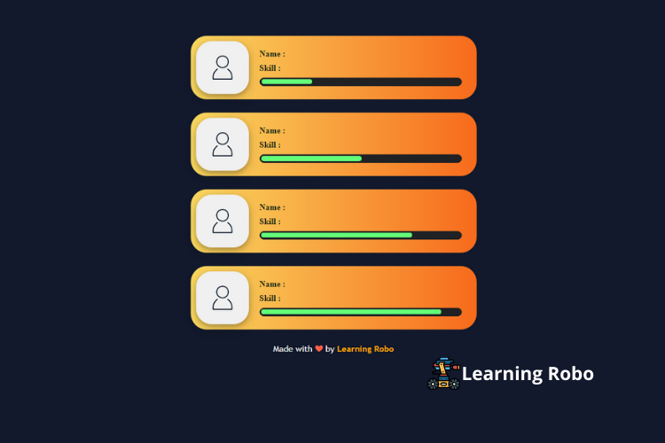 Employee’s Profile with Skill Bar using HTML & CSS with modern UI Employee’s Profile with Skill Bar using HTML & CSS with modern UI
