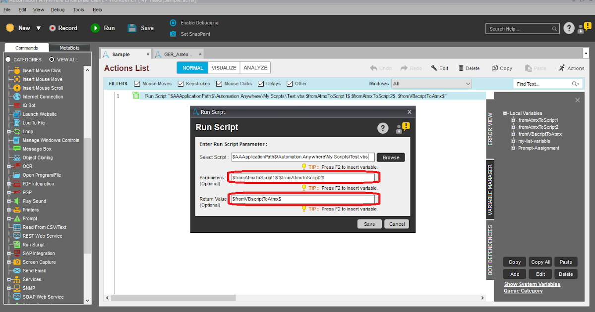Passing Variable From Atmx To Vbscript And Vbscript To Amtx In