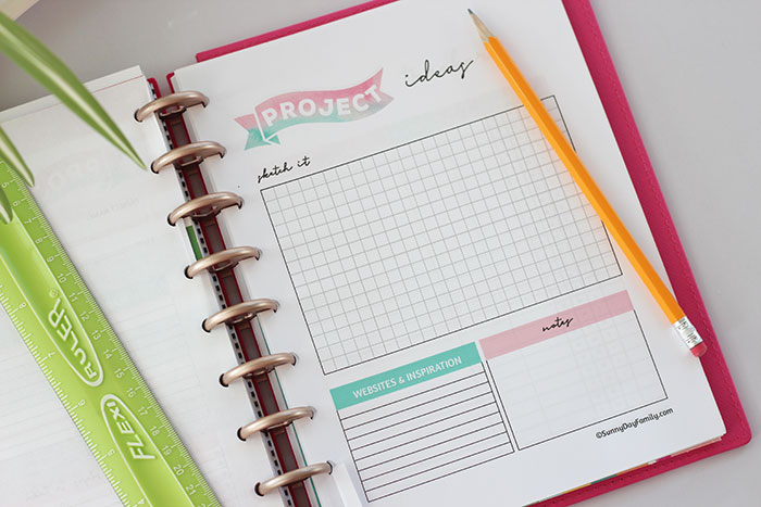 Project Planner Pages Printable to Any Size (Fits the Happy Planner ...