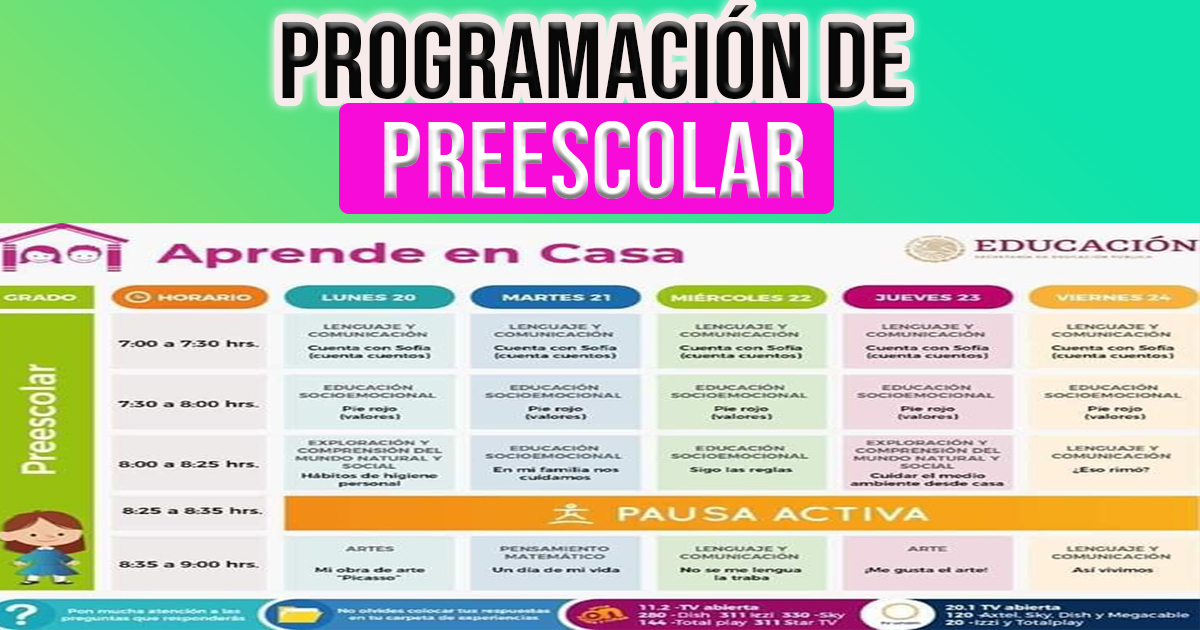 Descarga la programación para PREESCOLAR de Aprende en casa para TV ...