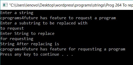 All C Programs: Replace the Substring with the given String