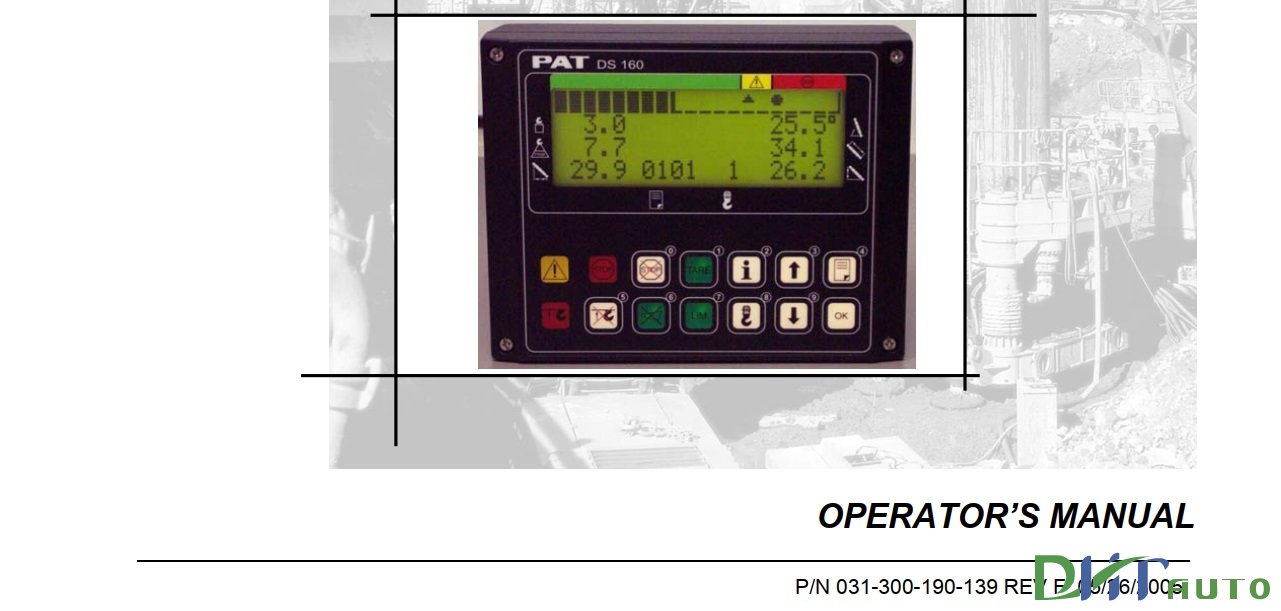 PAT DS 160 Operators Manual Free Download - Automotive Library