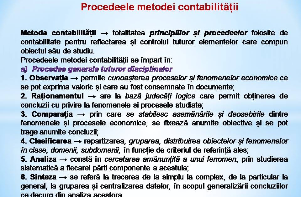 PROFU ECONOMIST: PROCEDEELE METODEI CONTABILITĂȚII