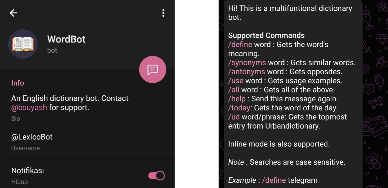 Bot Telegram Kamus Bahasa Inggris (Dictionary) - Blogger Toraja
