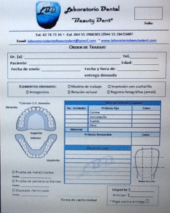 Laboratorio Dental Beauty Dent : Órdenes de Trabajo