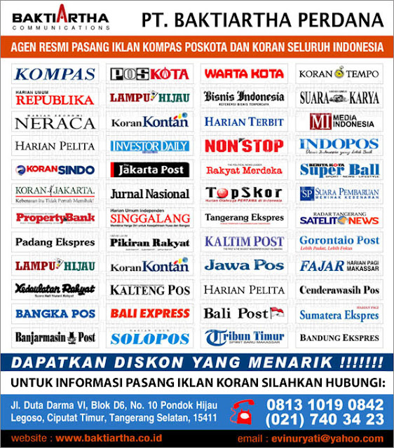 PASANG IKLAN KORAN NASIONAL ~ PASANG IKLAN KORAN KOMPAS, POSKOTA ...