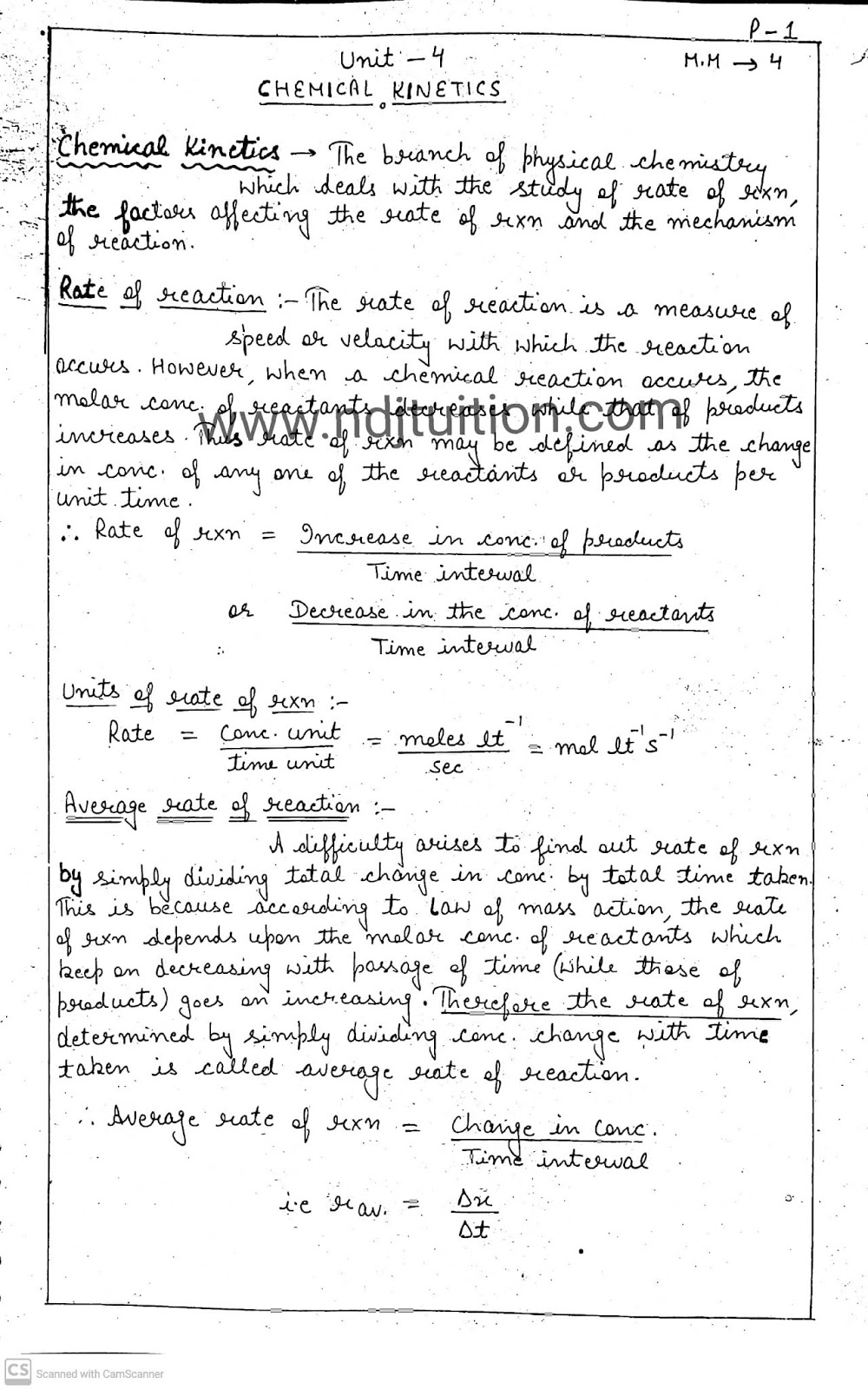 chemical kinetics ncert notes pdf