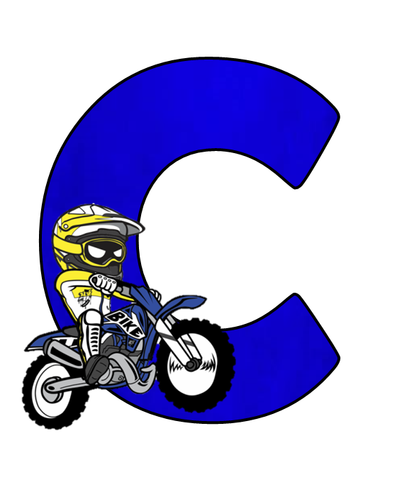 Kits imprimibles gratis : Abecedario y números Motocicleta