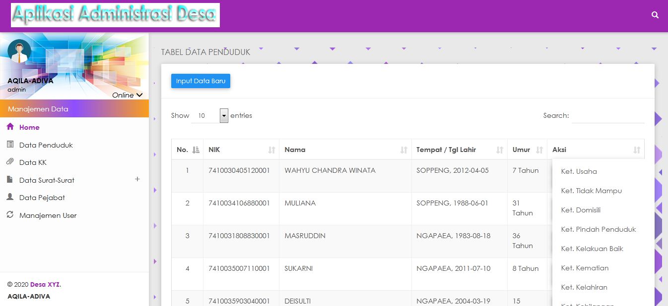 Source Code Aplikasi Pengolahan Data Administrasi Desa