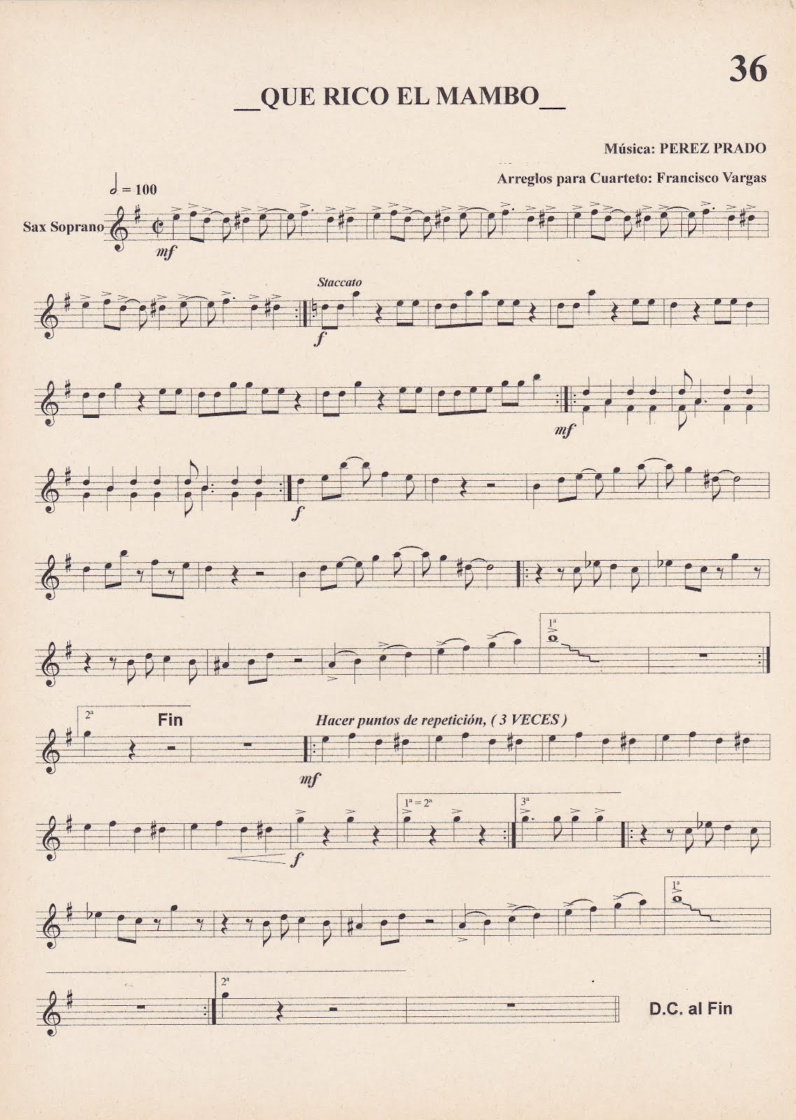 PACO VARGAS SAXOFONISTA: QUE RICO EL MAMBO