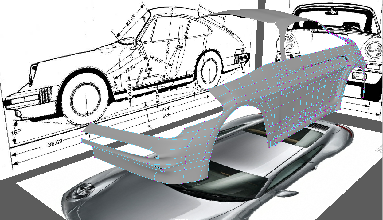 3d Modelling : Porsche: Body and Roof