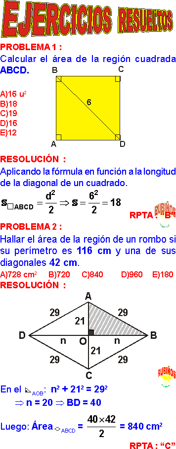 ÁREAS CUADRANGULARES EJEMPLOS Y EJERCICIOS RESUELTOS