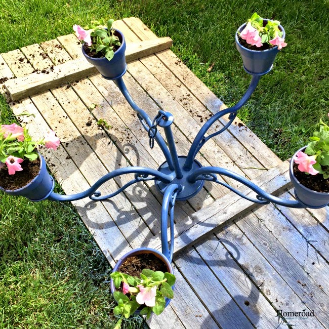 Repurposed Flower Pot Chandelier