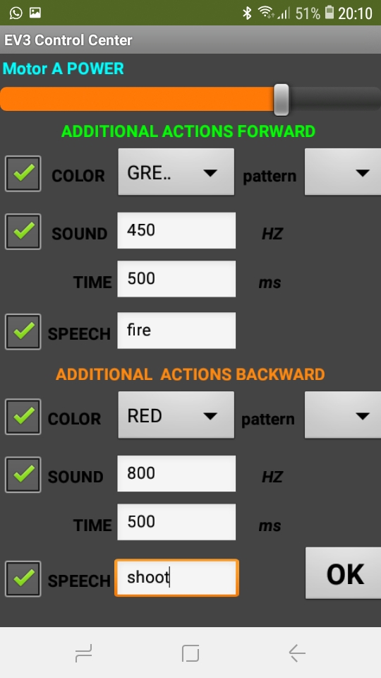 Using App to control the lego mindstorms EV3 by bluetooth