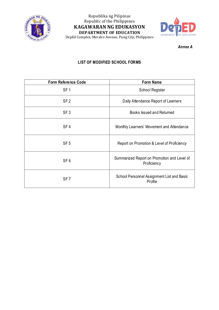 deped school forms - philippin news collections