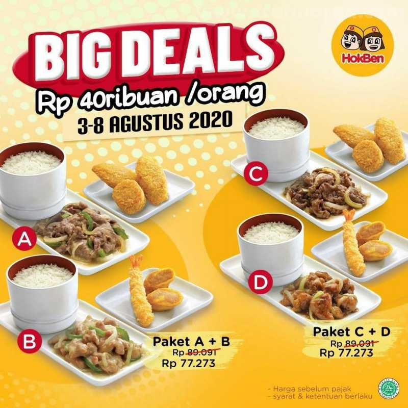 Promo Hokben Paket Big Deals Rp 40Ribuan /Orang Periode 3 - 8 Agustus 2020 - scanharga