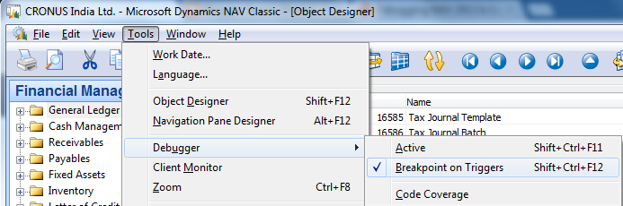 Debugging in Nav 2009 R2 and Earlier Version of Classic Client.