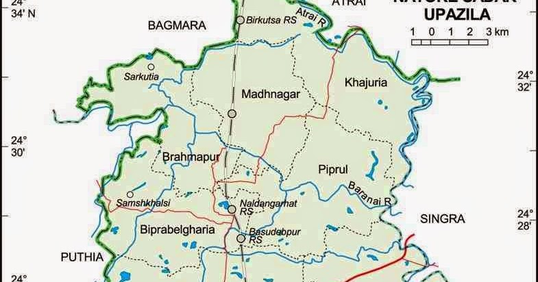 Natore Sadar Upazila Map, Natore, Bangladesh