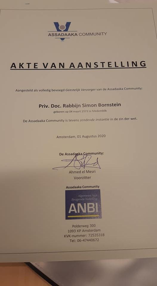 Rabbinaat Alkmaar רבנות אלקמאאר: Een feestelijke dag! Rabbijn Simon ...