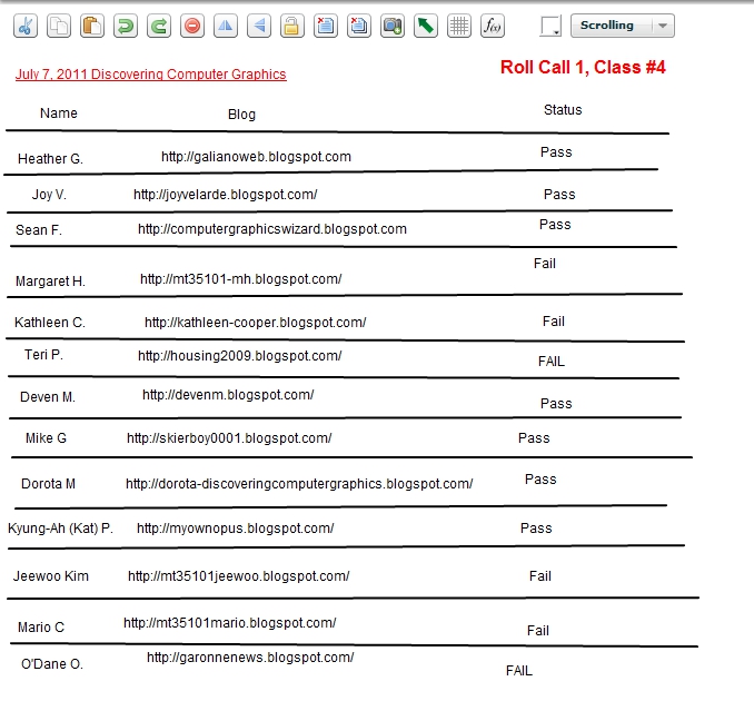 Dorota - Discovering Computer Graphics Class Blog: ROLL CALL 1, CLASS #4