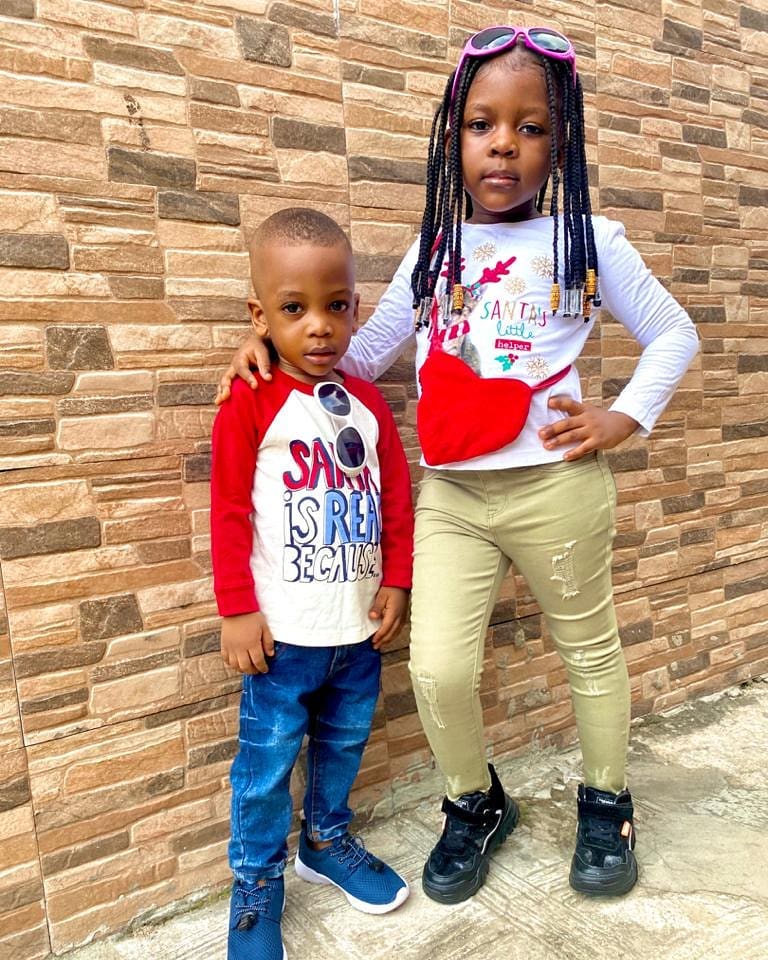 Family picture of Rotimi Salami with his wife and children