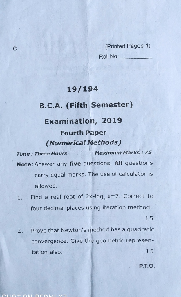MGKVP BCA QUESTION PAPERS 2019 ( I III V ) SEM