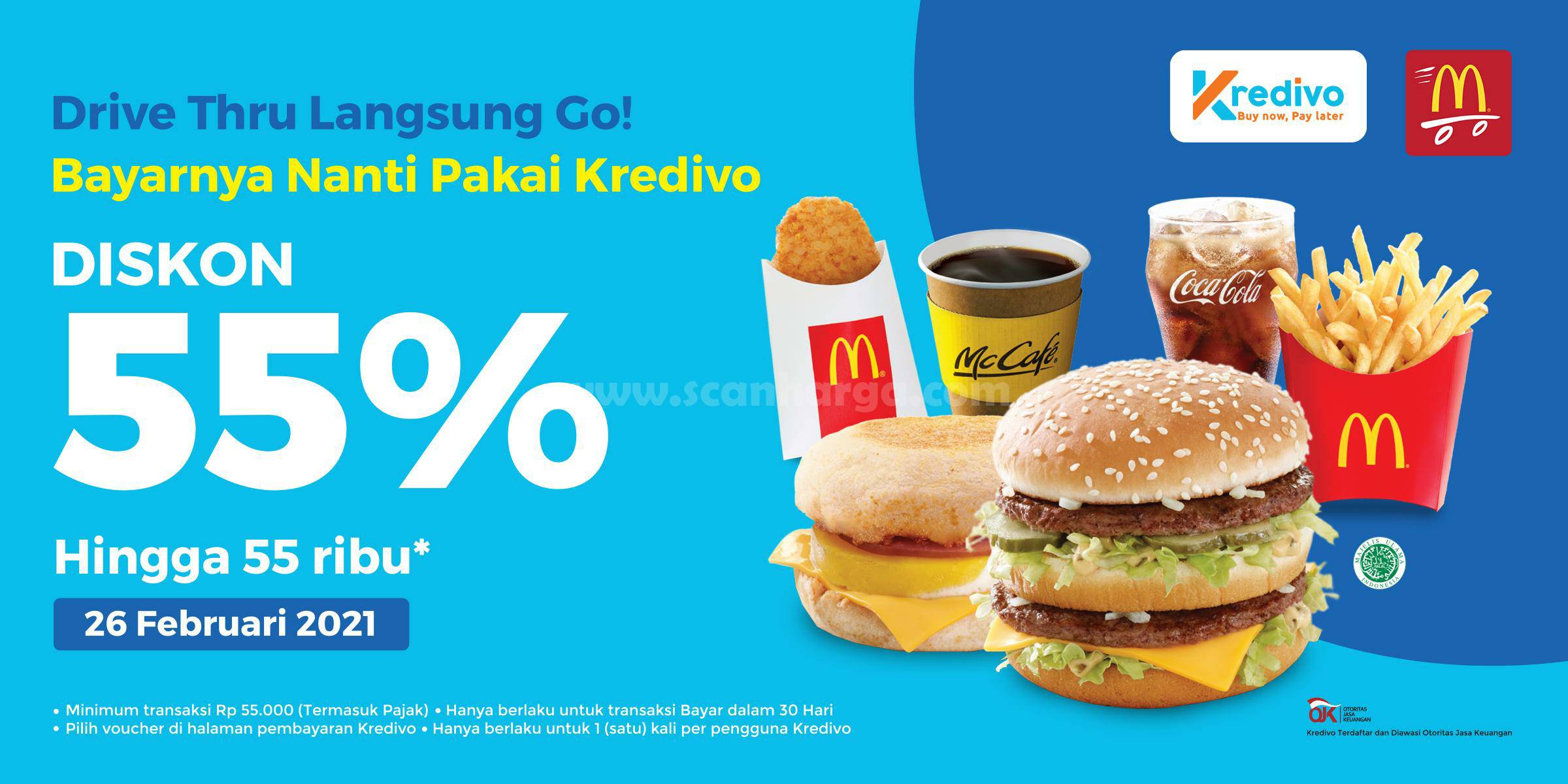 Promo McDonalds DISKON 55% dengan KREDIVO via Drive Thru - scanharga