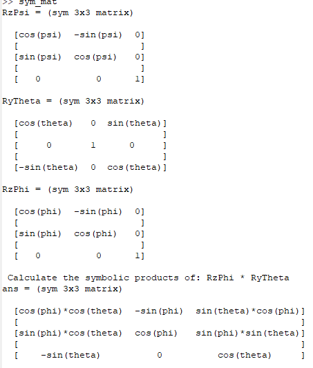 Math & Geometry: Octave - Create two Symbolic matrices and calculte ...
