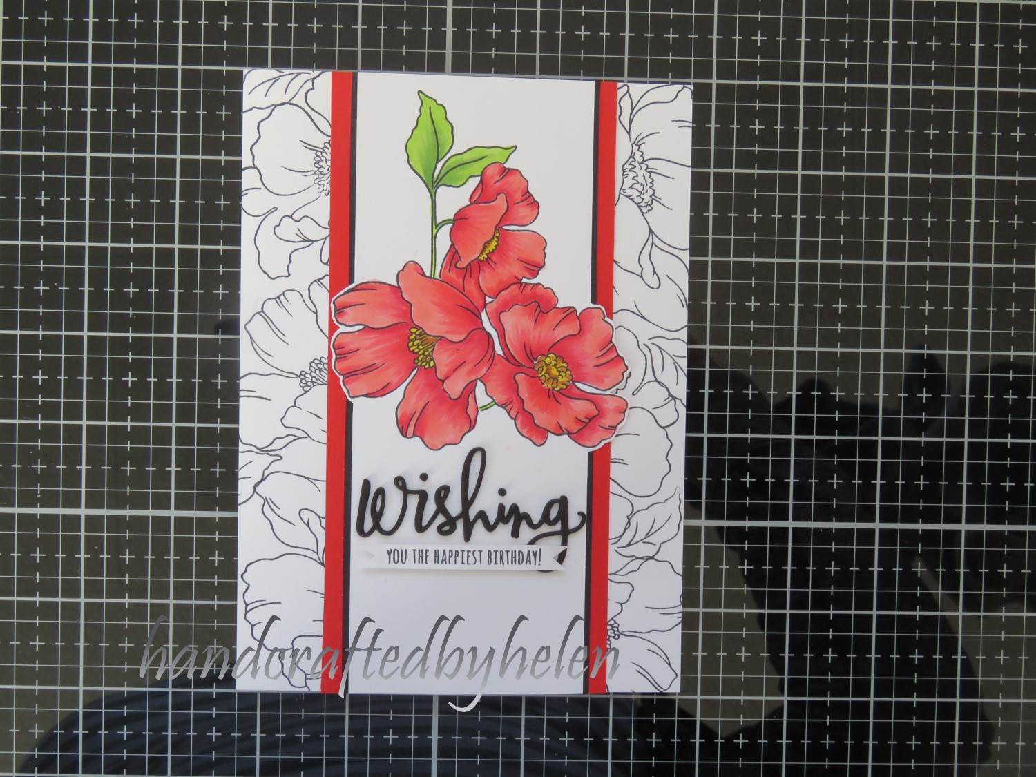Handcrafted by Helen: Stamped border card with coloured panel