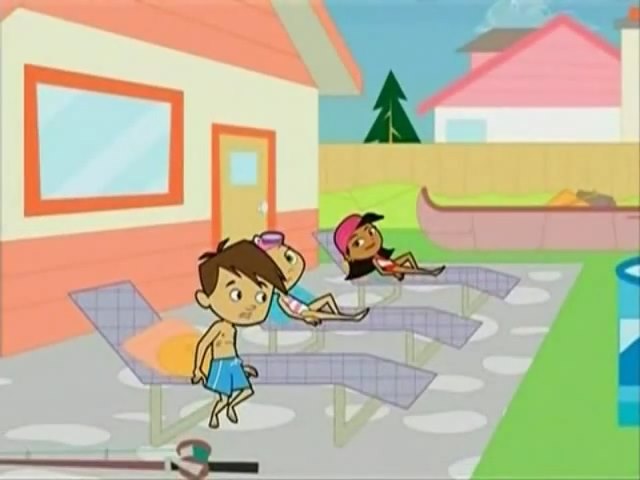 Shirtless Drawn Cartoon Boys: Noah Parker in Swimming Trunks