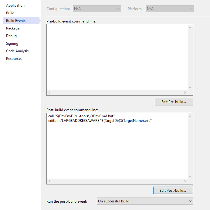 Building the Perfect Beast: Setting LargeAddressAware in VisualStudio 2019