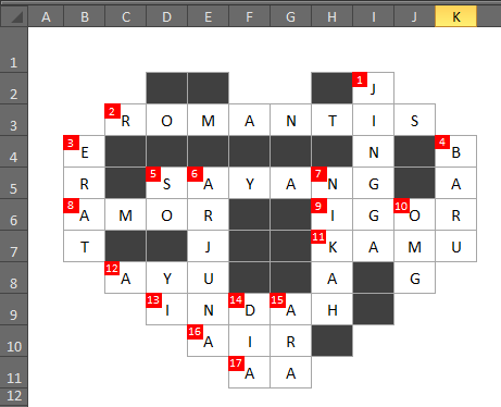 Membuat TTS (Teka-Teki Silang) di Excel - ExcelPix