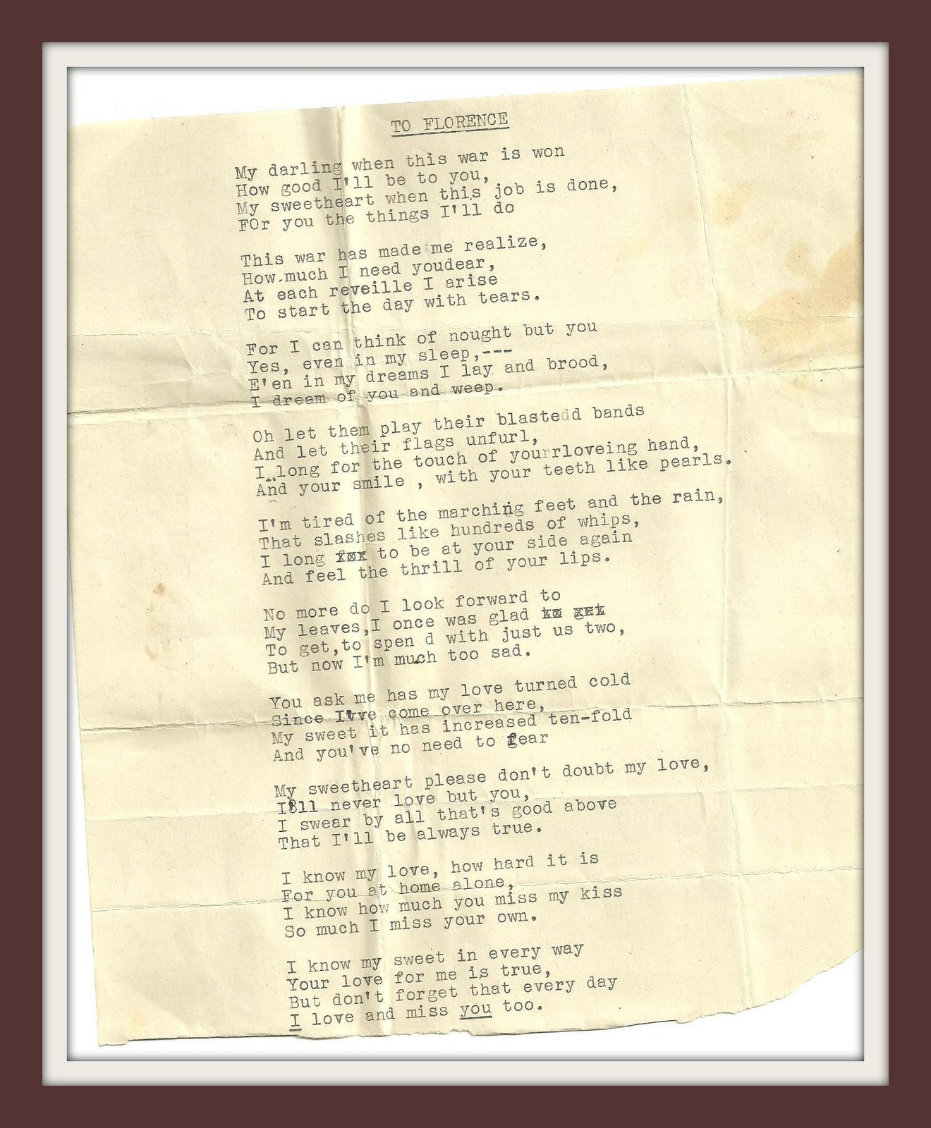 Felicianation Ink: More Poetry From WWII - A soldier's letters to his wife