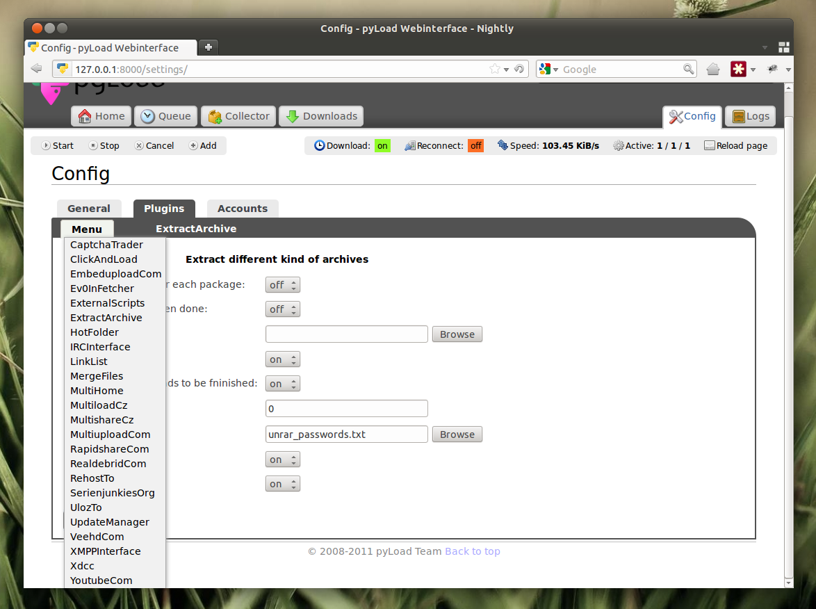 pyLoad: Lightweight Download Manager For One-Click Hosters ~ Web Upd8 ...