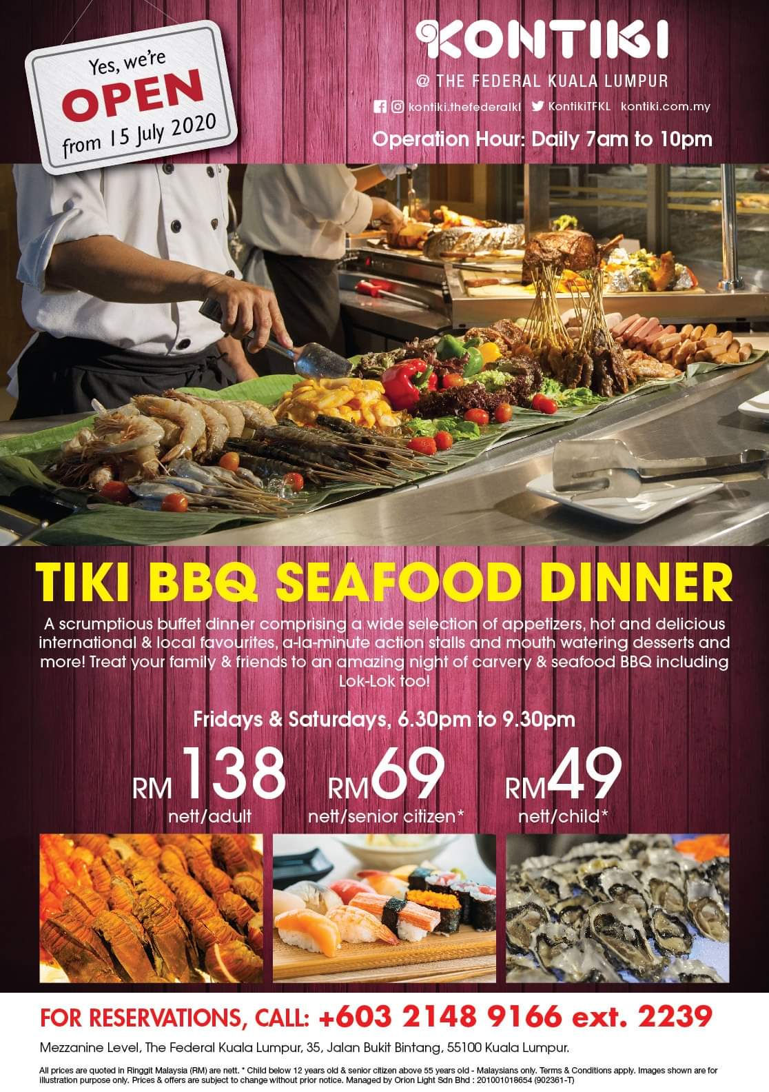 TIKI BBQ SEAFOOD DINNER DI KONTIKI THE FEDERAL KUALA LUMPUR