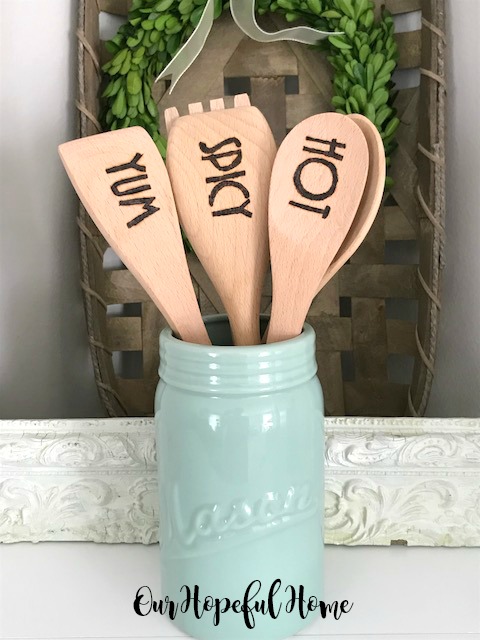 Our Hopeful Home: DIY Engraved Farmhouse Wooden Kitchen Utensils