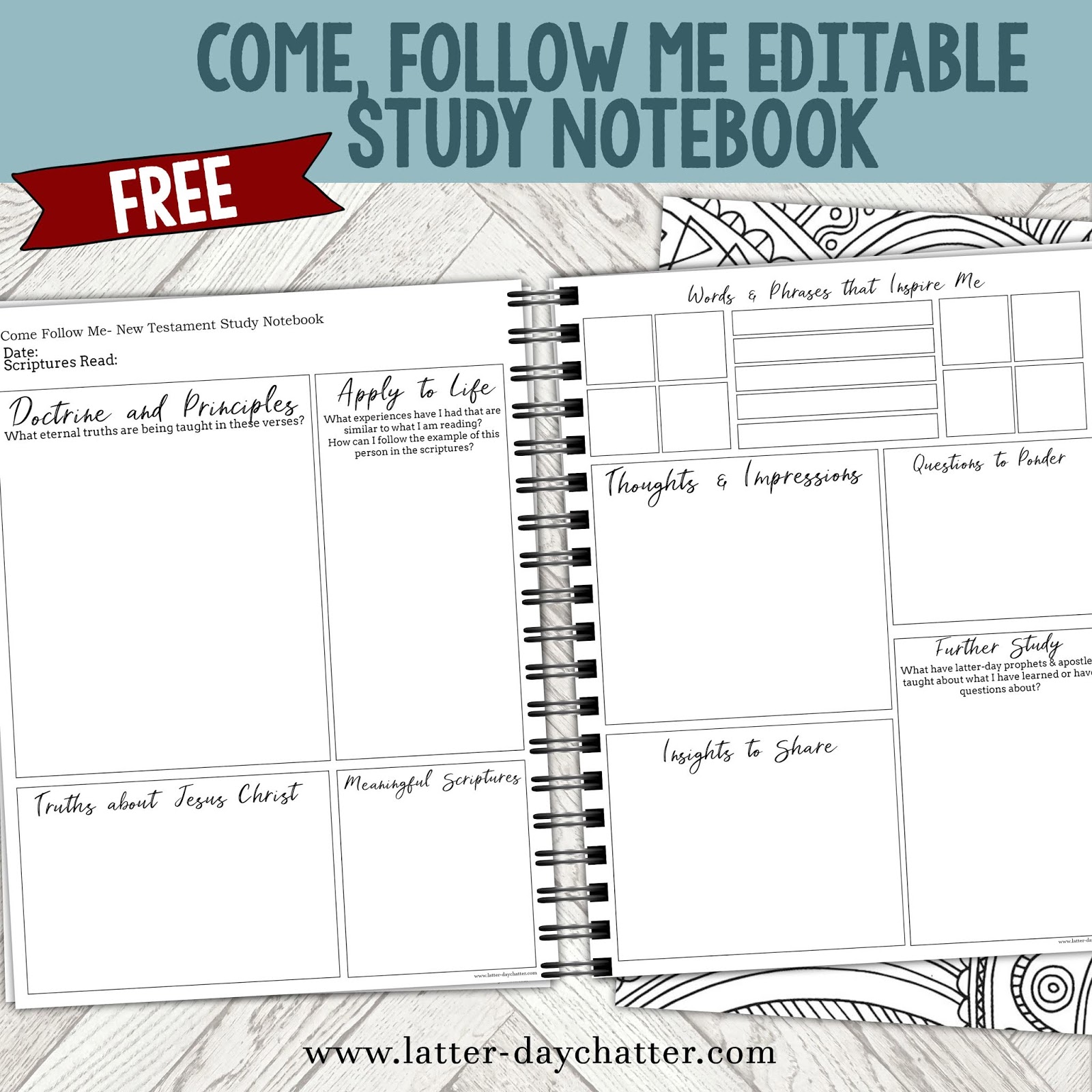 Latter-day Chatter: Come, Follow Me Editable Study Notebook