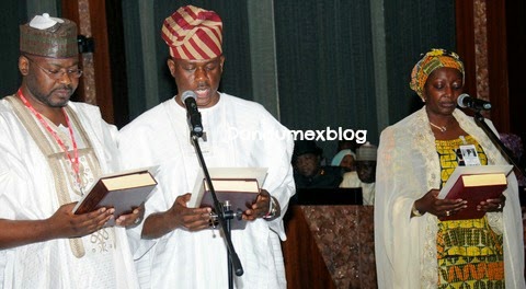 Photos of President Goodluck Jonathan swearing in the New ministers ...
