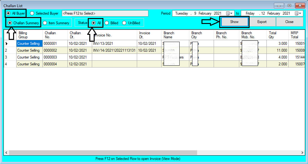 Challan List Help Guide