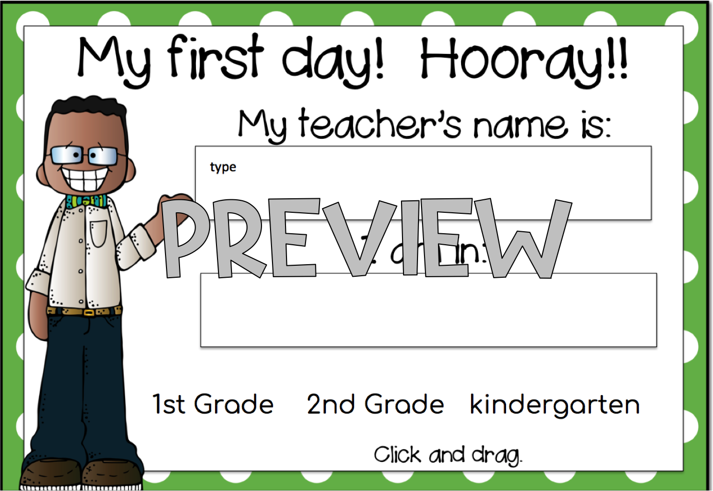 1st Grade Hip Hip Hooray!: First Day Hooray!