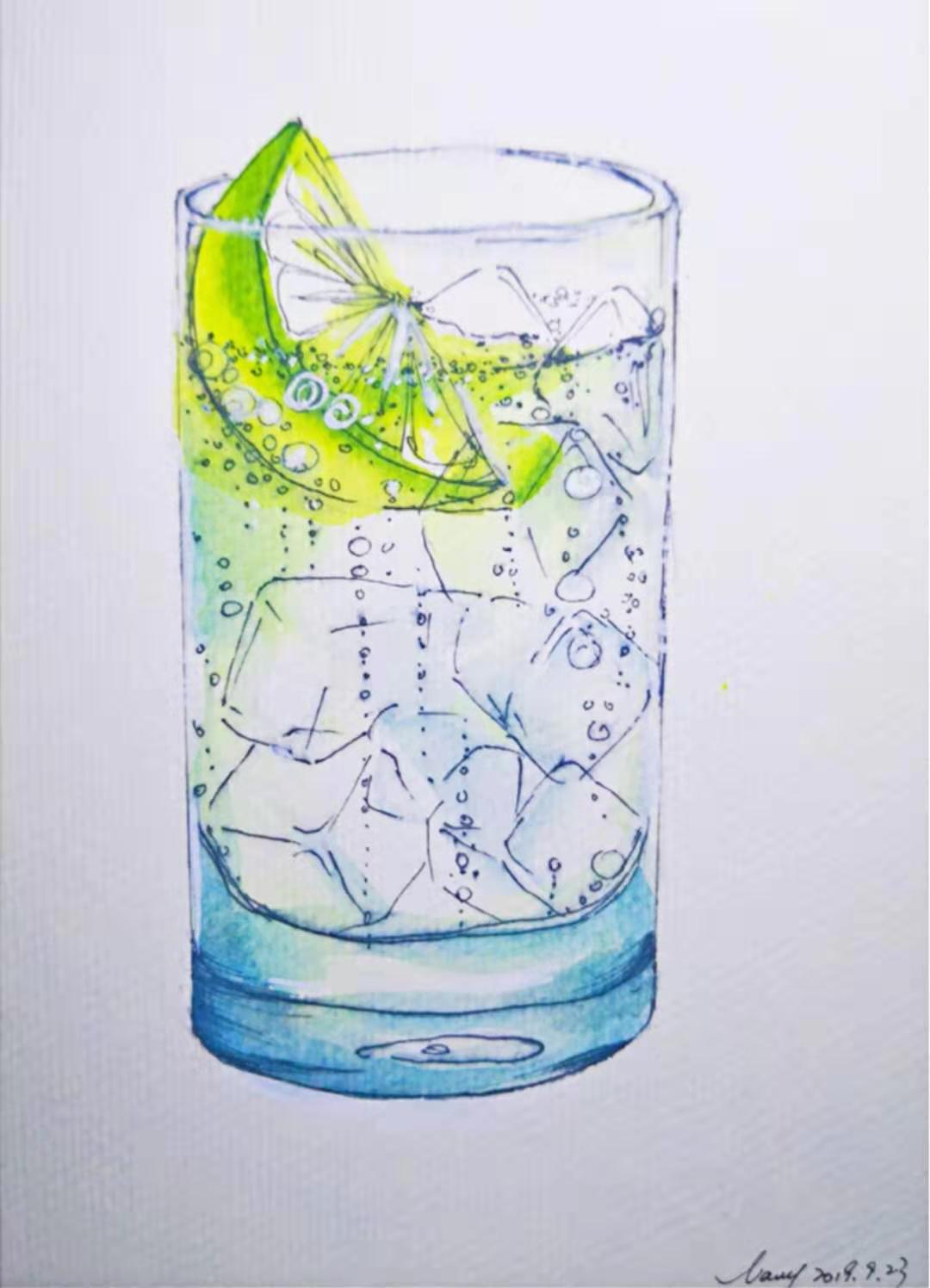 How to draw a fresh feeling lemon drink in watercolor step by step easy
