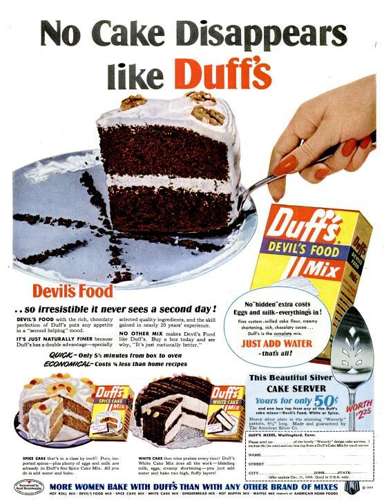 Dying for Chocolate: Duff's Devil's Food Cake Retro Ad
