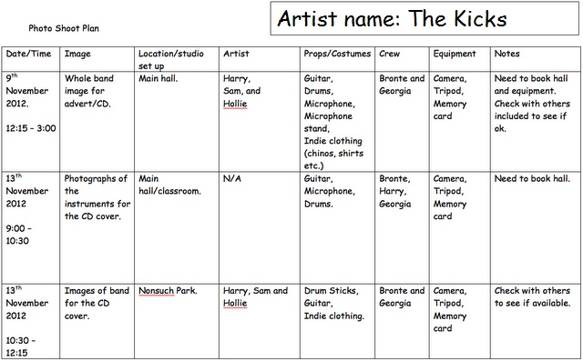 Harry Smith: Photo shoot plan