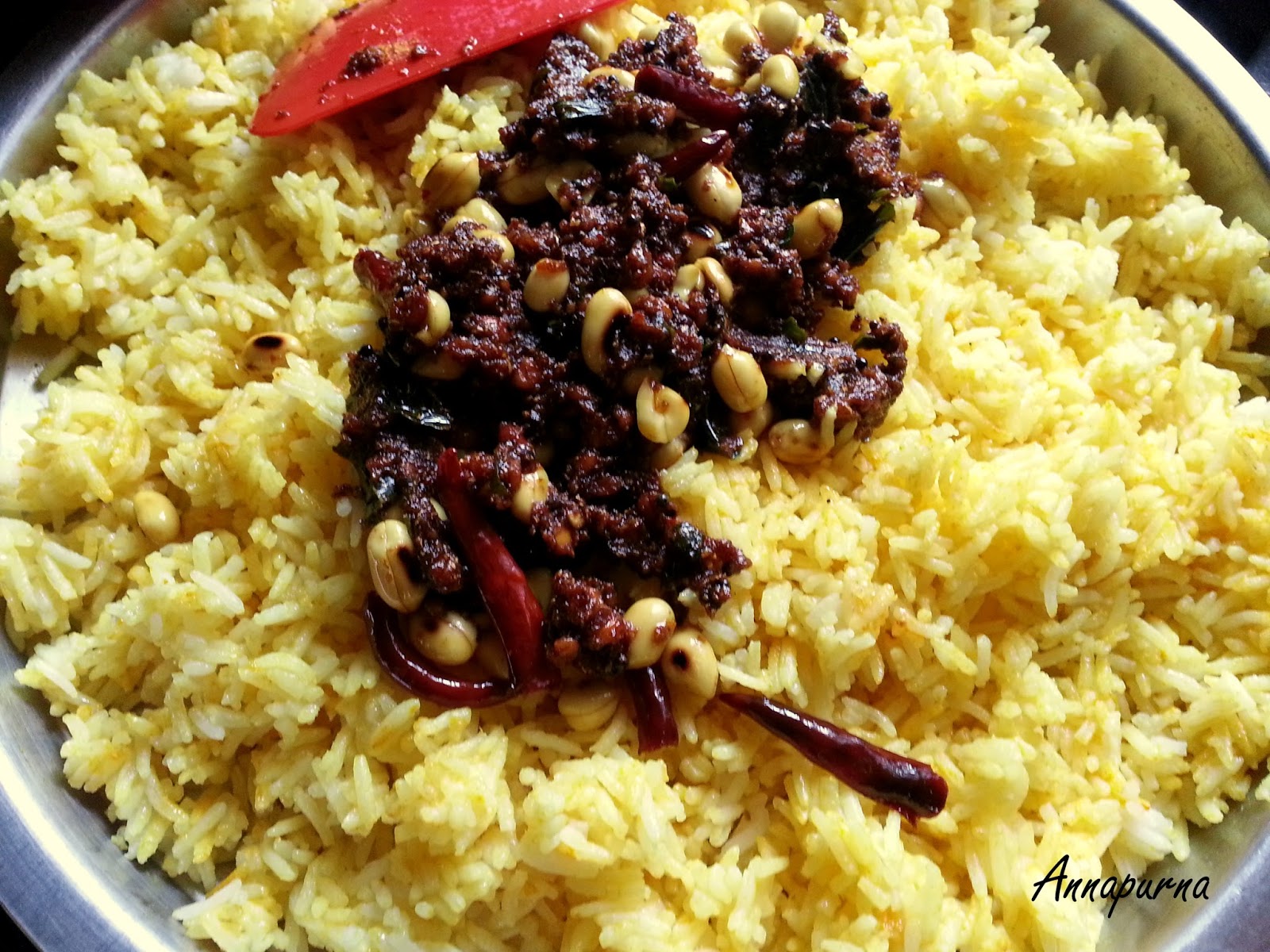 Annapurna: Puliyodharai / Pulihora - South Indian Tamarind Rice Recipe