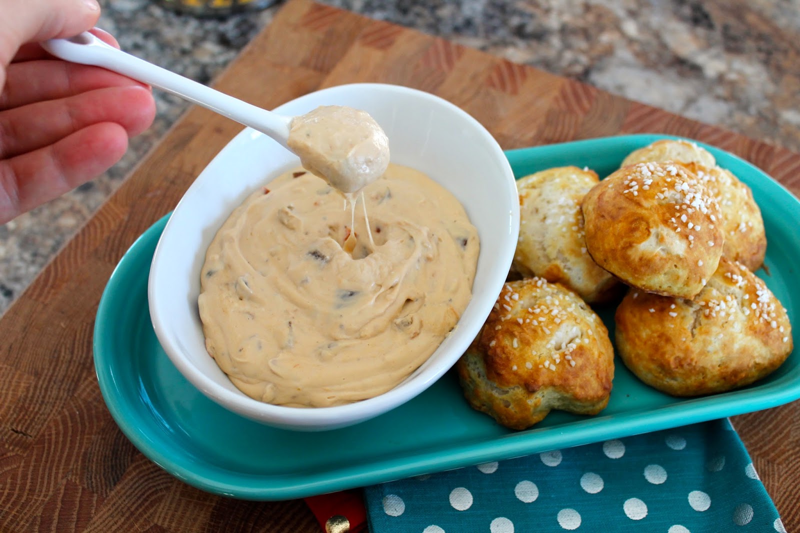 Mrs. Schwartz's Kitchen: Caramelized Onion Dip and Pretzel Roll Dippers