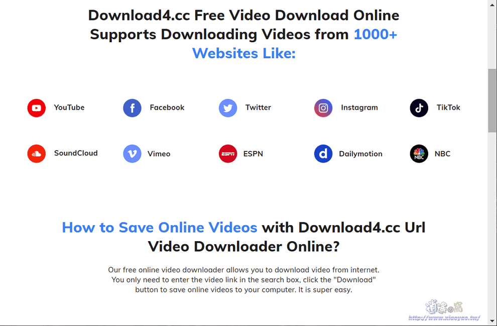 Download4.cc 影片下載工具，儲存 Youtube、Facebook 影片和轉 MP3/免安裝